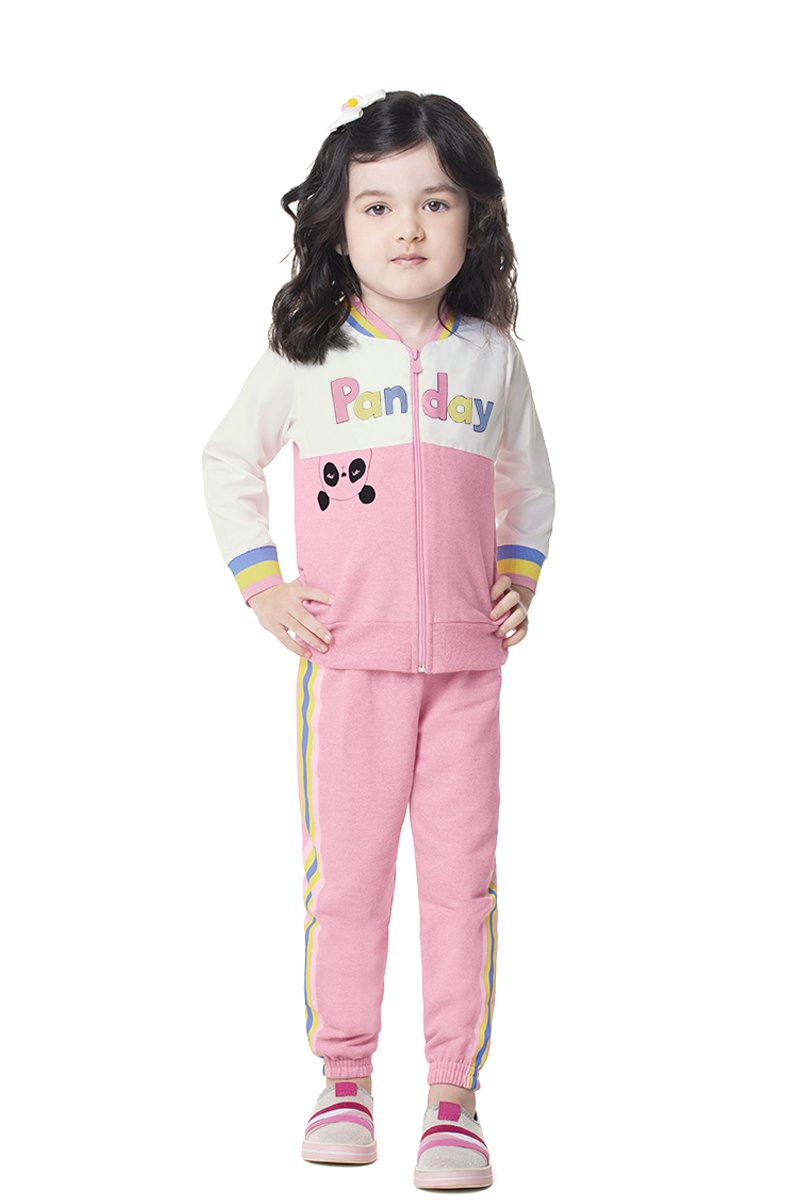 Conjunto Moletom Infantil Menina Panday Rosa - Ding Dang