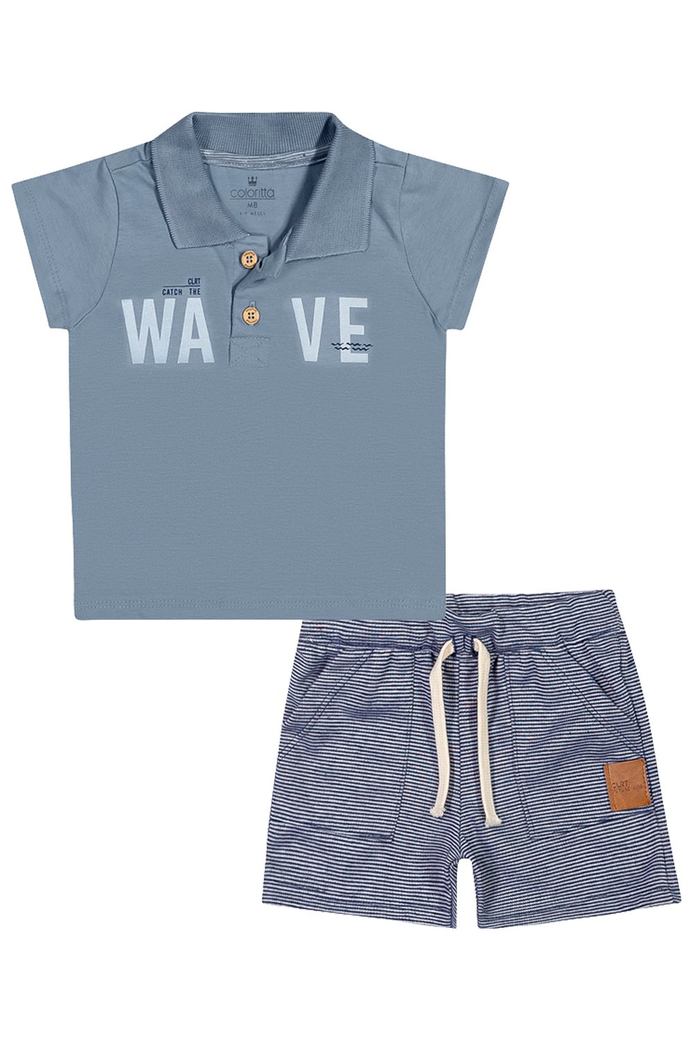 Conjunto Polo Bebê Menino Wave Azul - Colorittá