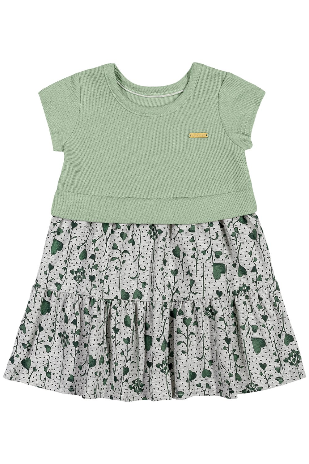 Vestido Malha Texturizada e Cotton Bebê Menina Verde - Colorittá