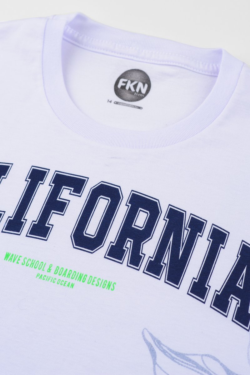 Camiseta Fakini Juvenil Menino California Branco