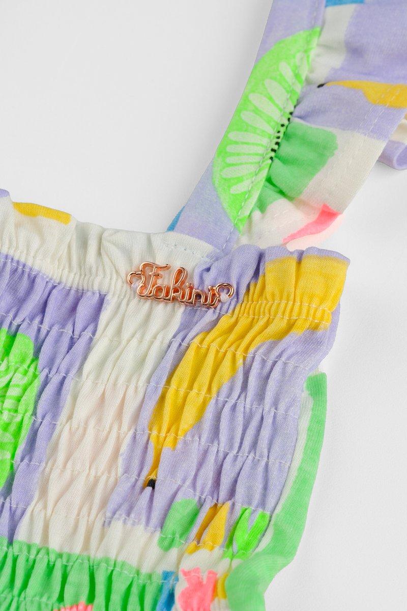 Vestido Fakini Infantil em Meia Malha Frutas Lilás