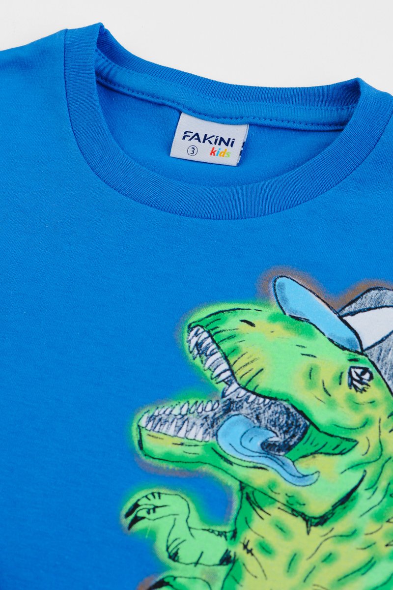 Conjunto Fakini Infantil Menino Skate Dinosaur Azul