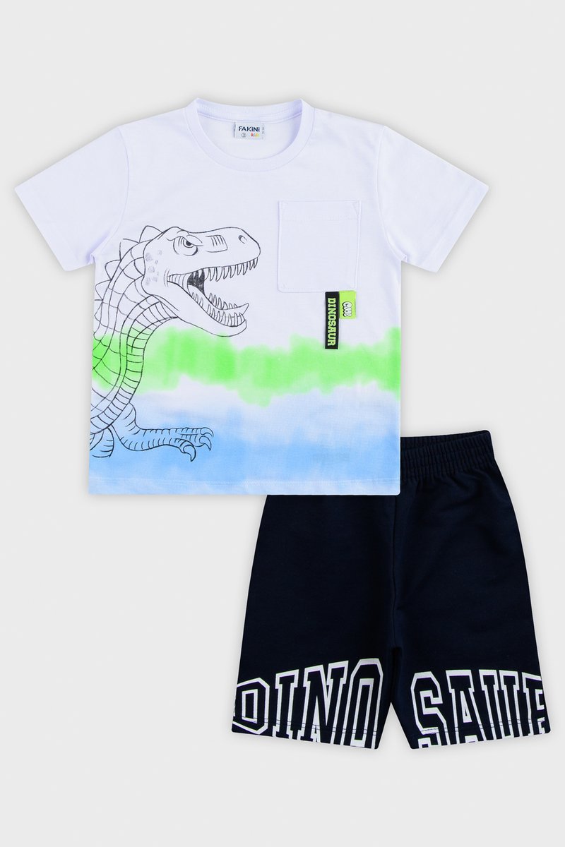 Conjunto Fakini Infantil Menino Cool Dinosaur Branco