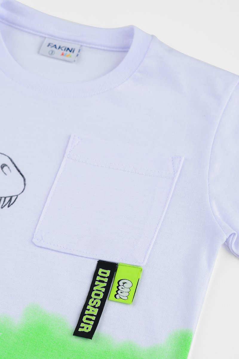 Conjunto Fakini Infantil Menino Cool Dinosaur Branco