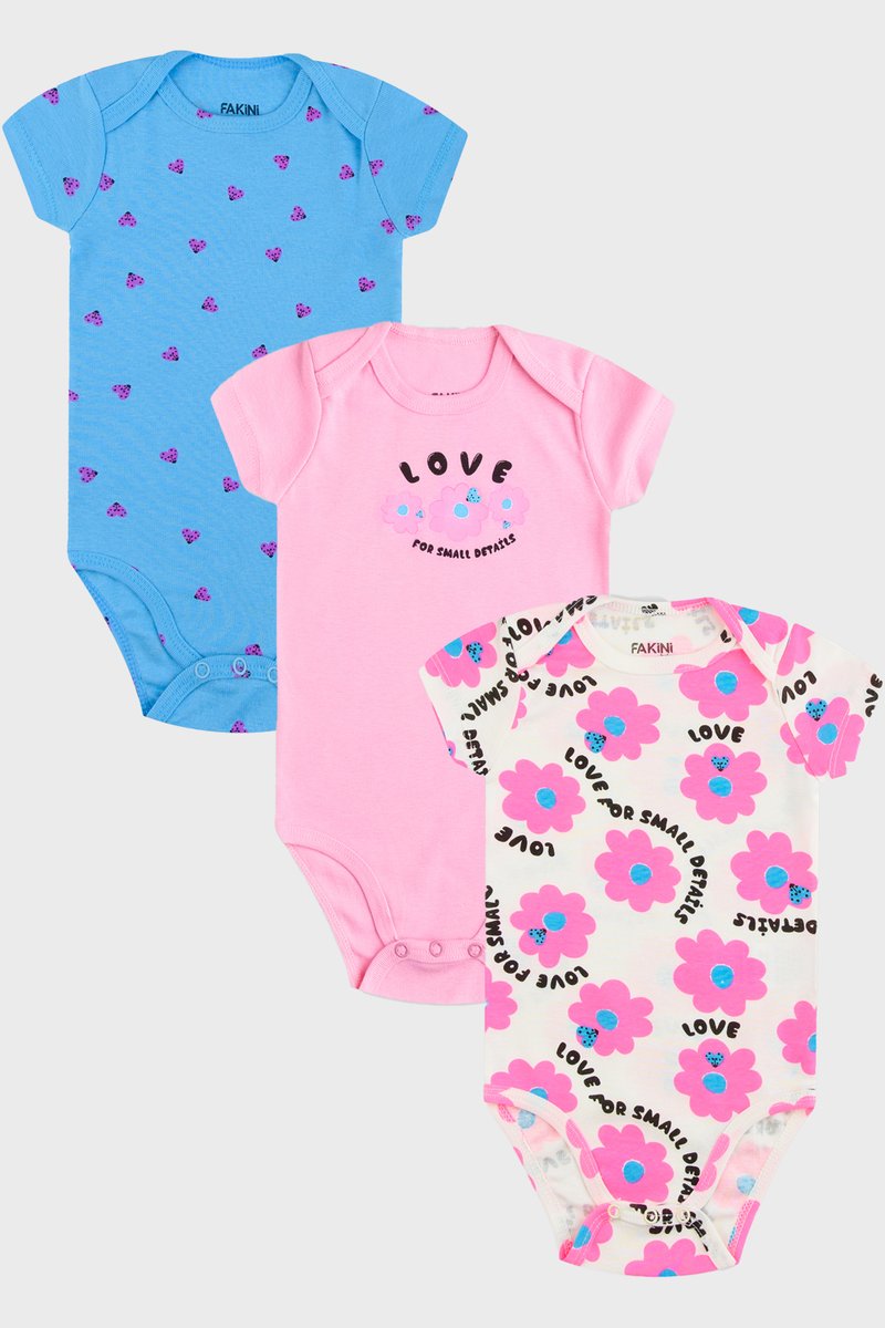 Kit Body Fakini 3 pçs Bebê Menina em Ribana 03