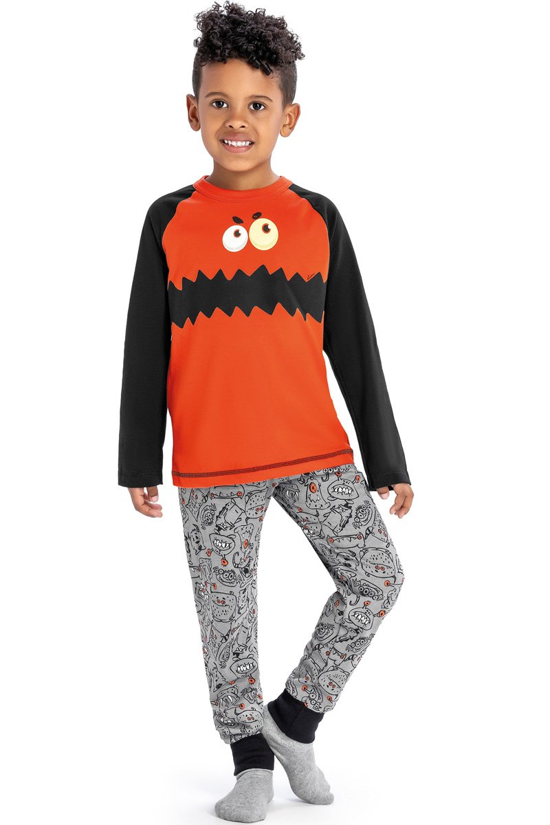 Pijama Longo Infantil Menino Monster Elian