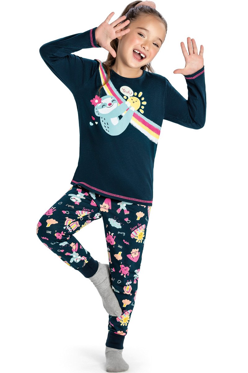 Pijama Longo Infantil Menina Preguiça Elian
