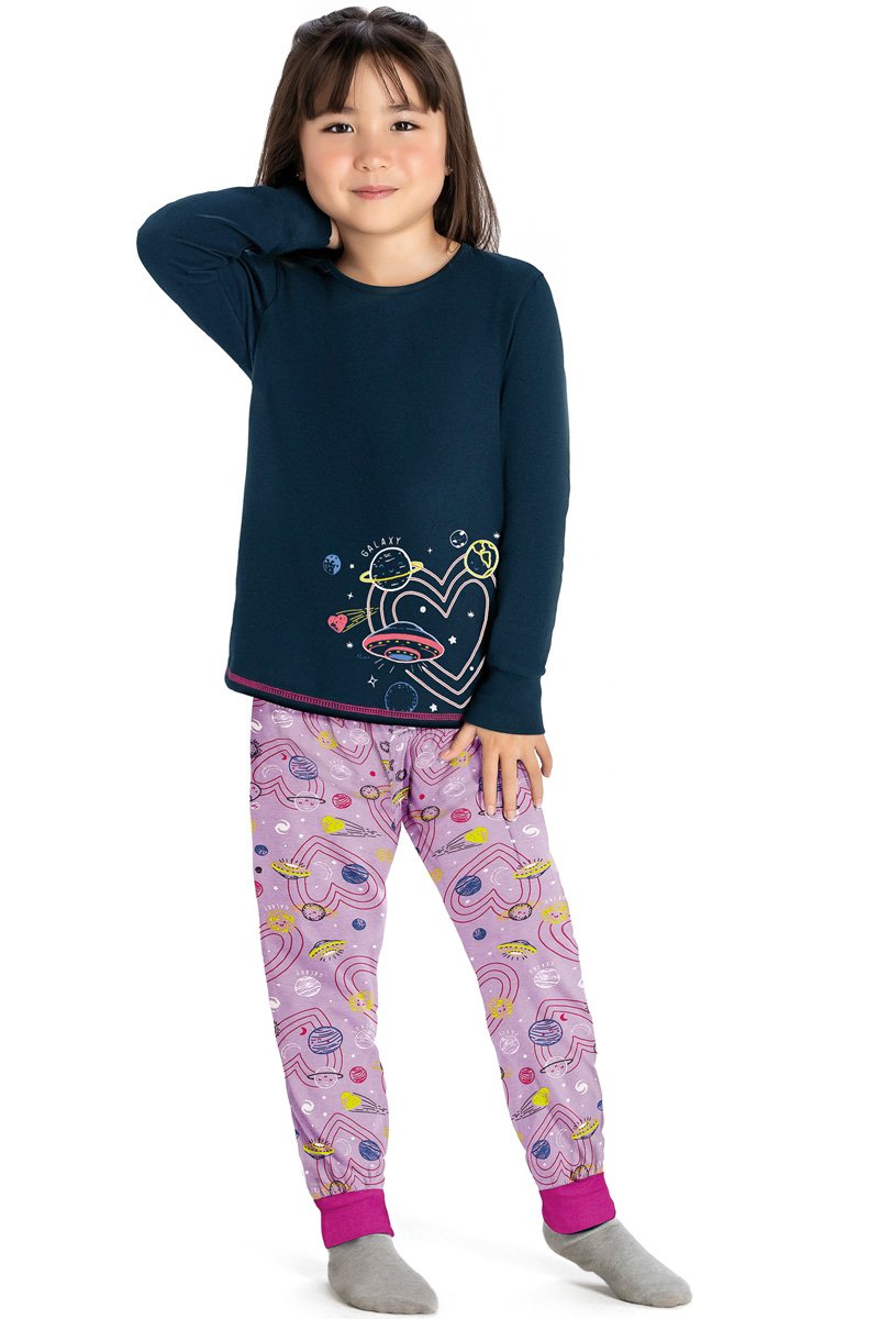 Pijama Longo Infantil Menina Galaxy Elian