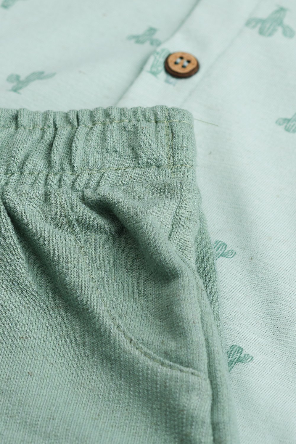 Conjunto Camisa Algodão Linho Bebê Menino Colorittá Verde