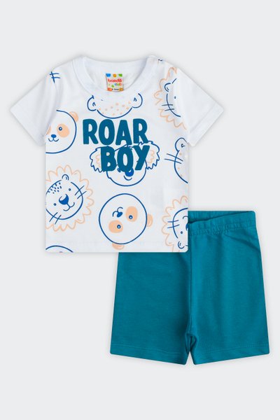 Conjunto Bebê Menino Roar Boy Brandili Branco