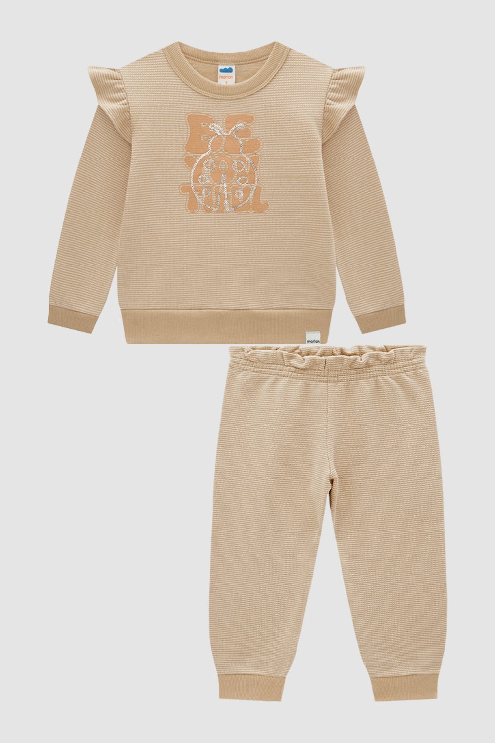 Conjunto Moletom Quadriculado Infantil Menina Marlan Bege